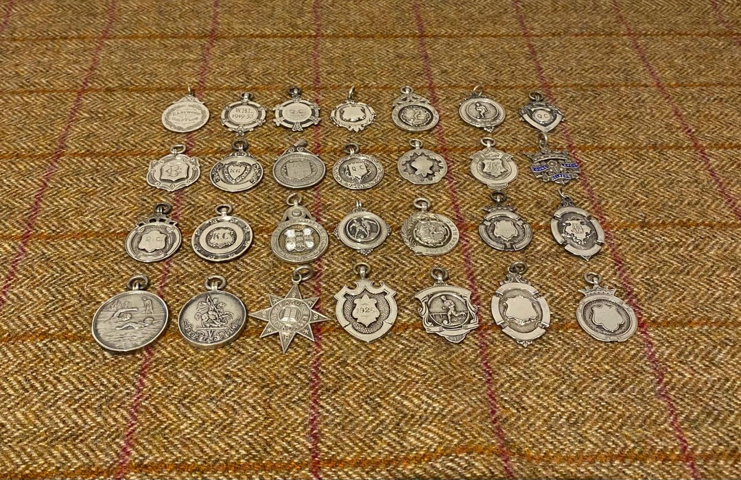 28 X Vintage Solid Silver Pocket Watch Chain Fobs. Antique Silver ...