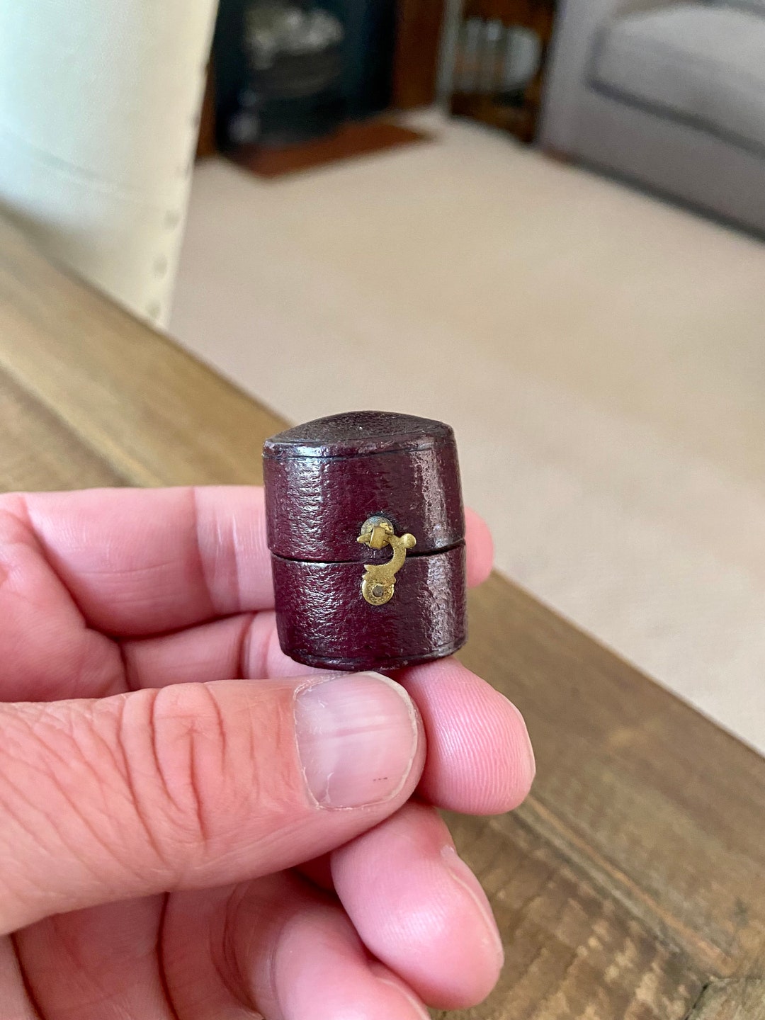 Victorian Antique Leather Ring Box. Small Vintage Ring Box. Vintage ...