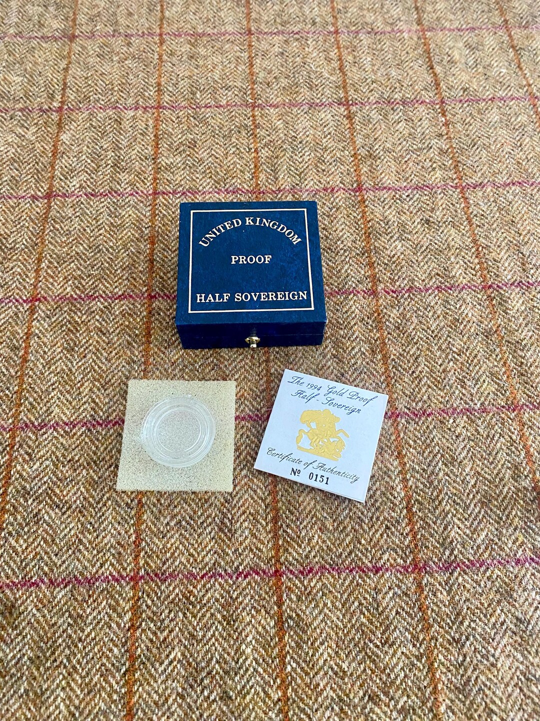 1994 Gold Proof Half Sovereign Coin Box, COA and Screw Lid Capsule ...
