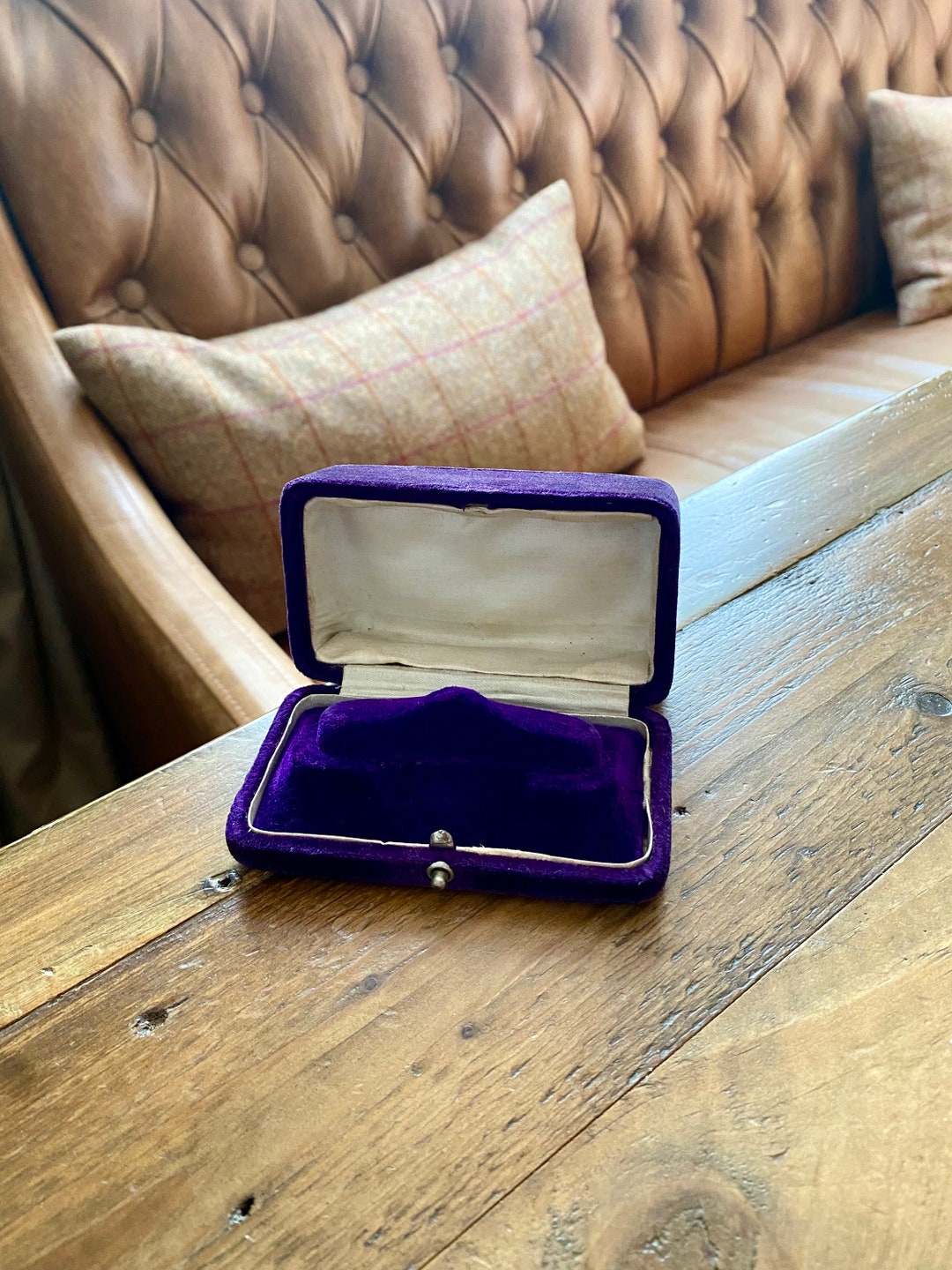 Velvet Antique Watch Box. Vintage British Jewellery Box. Antique ...