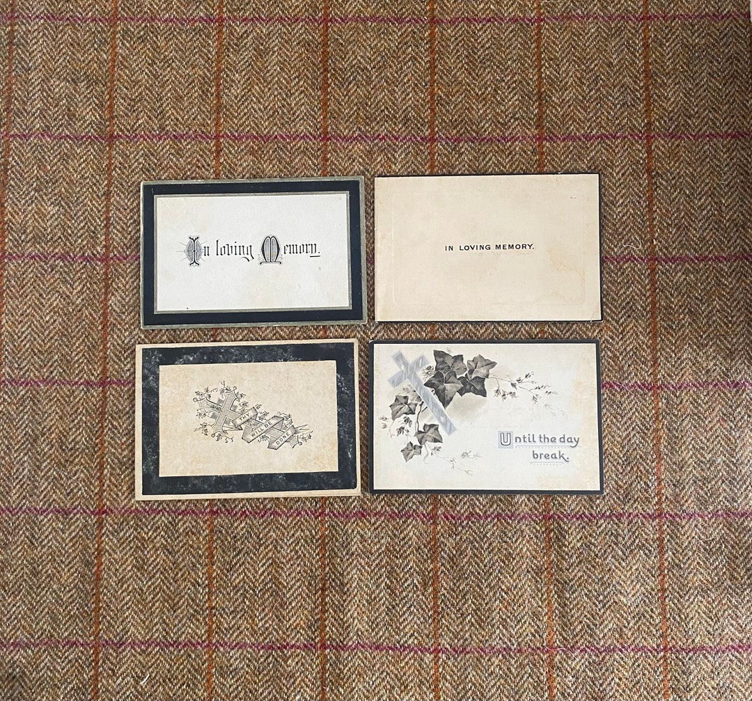4 X Antique in Memoriam Funeral Cards. Remembrance Cards to Announce ...