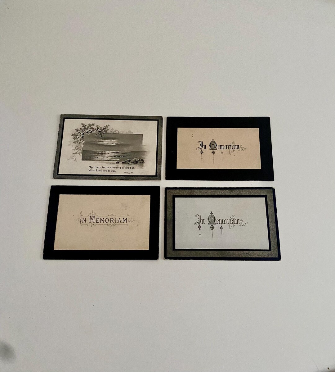 Four Antique in Memoriam Cards. Remembrance Cards. Family Mourning ...