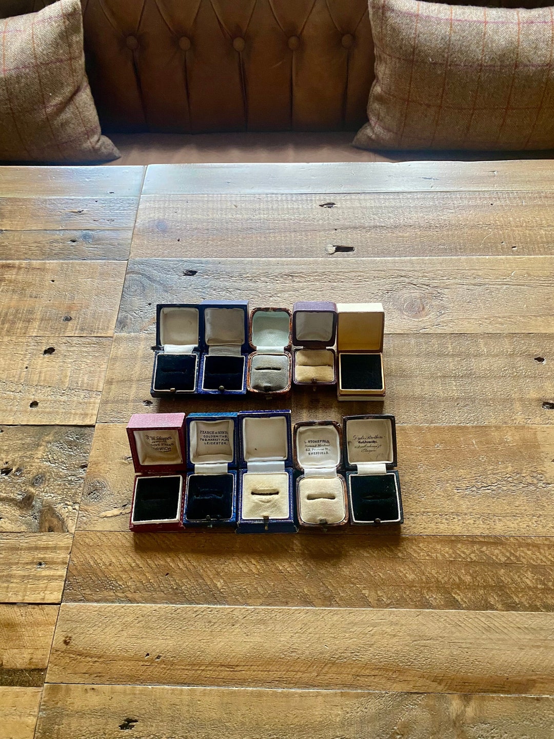 A Collection of 10 Vintage Ring Boxes. Antique Jewelry Boxes to Display ...