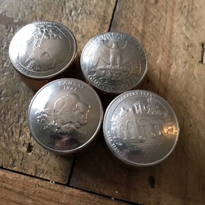 Handmade Coin Pill Box. A Small Box Made From Two US Quarter Dollar ...