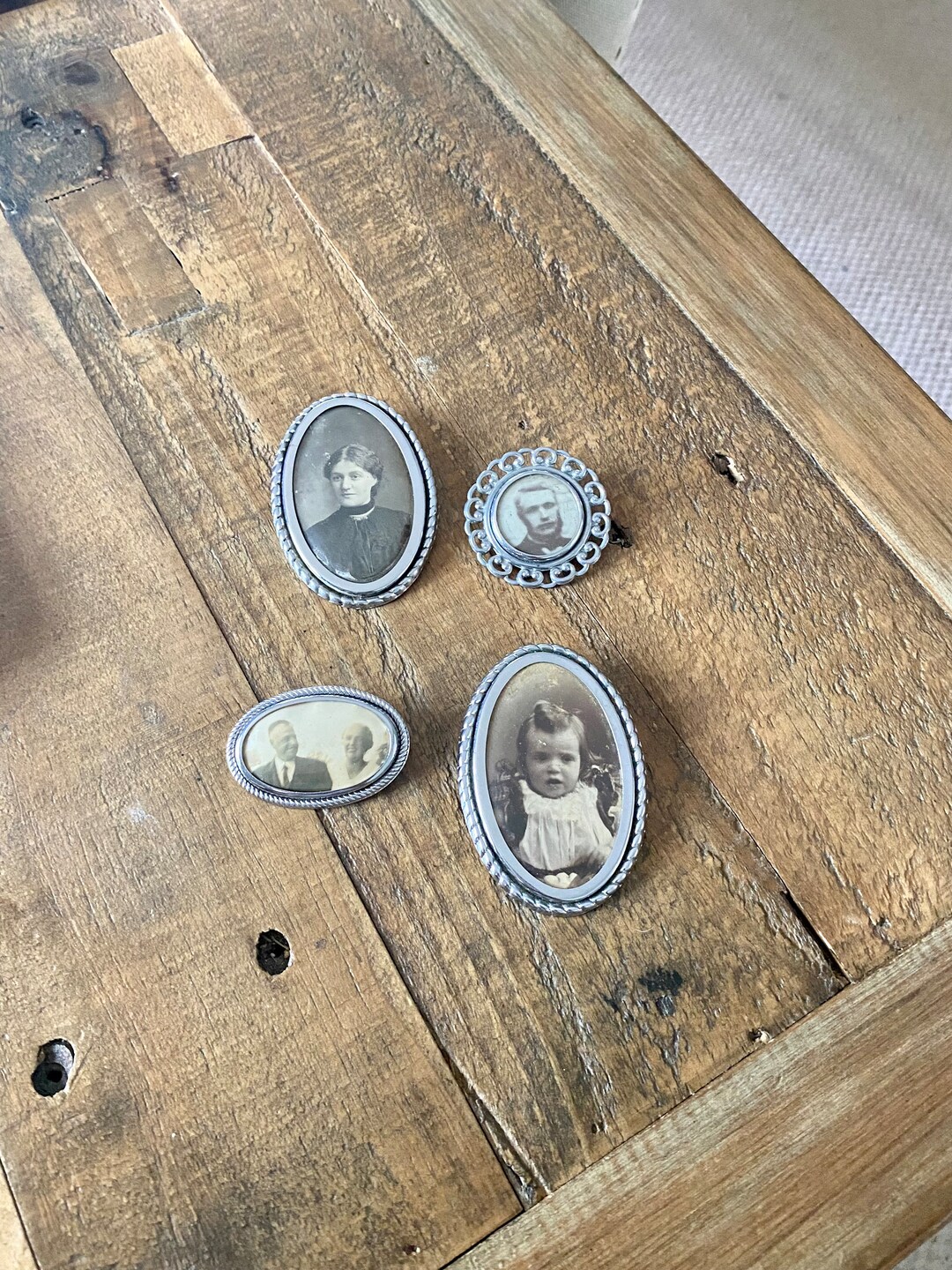 A Collection of Vintage British Photo Brooches. Antique Photograph ...