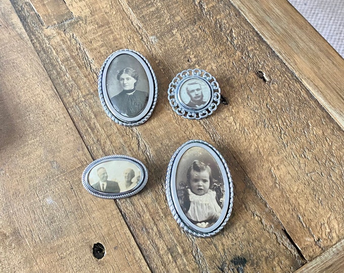 A Collection of Vintage British Photo Brooches. Antique Photograph ...