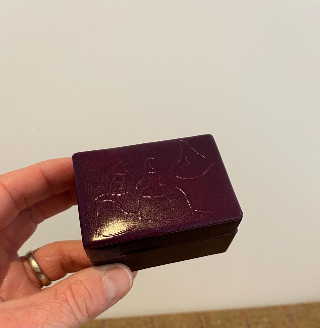 Small New Leather Trinket Box. Purple Leather Jewellery Box. Jewelry ...
