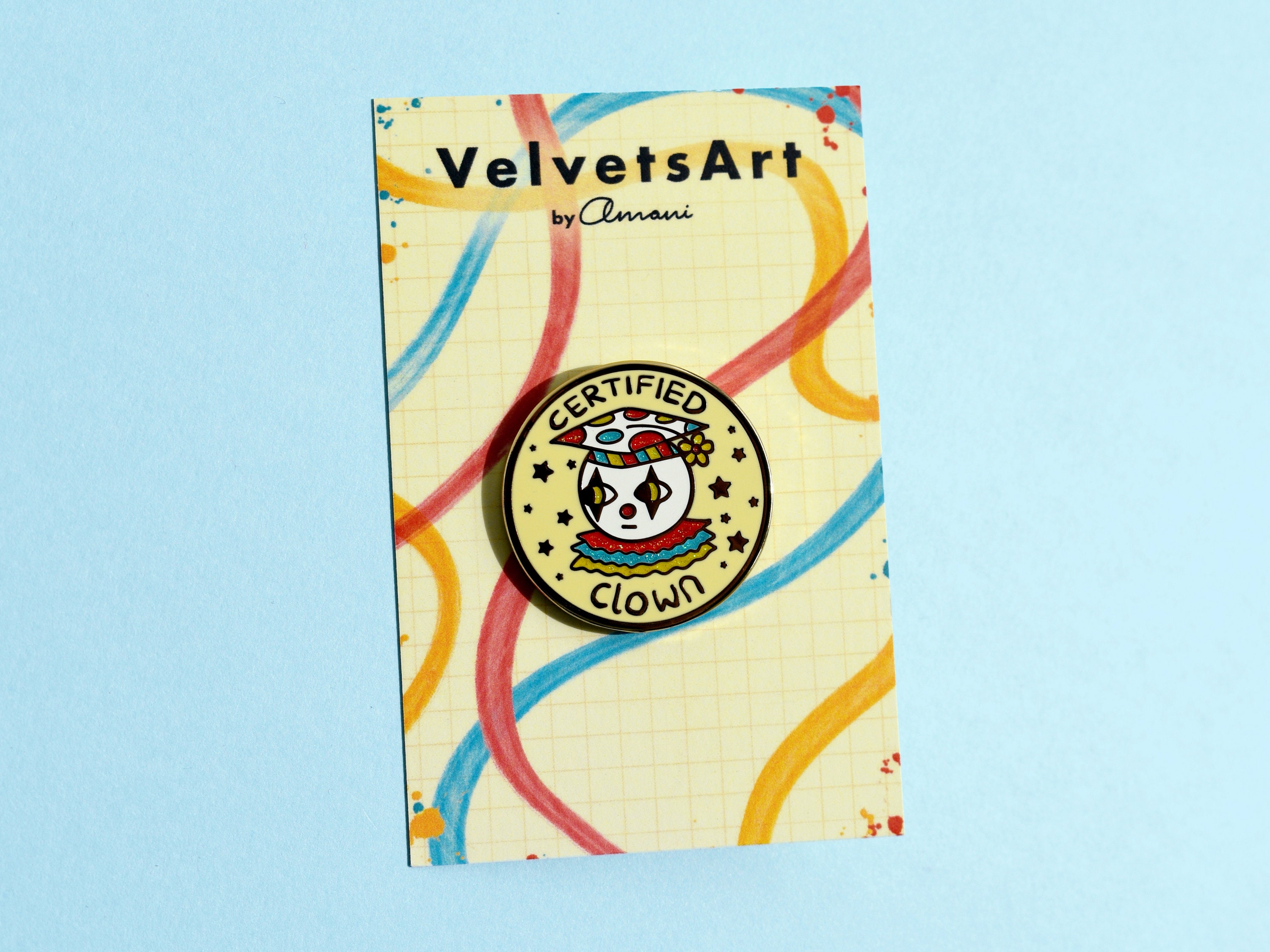 Certified Clown Glittery Enamel Pin Badge Golden Metal - Etsy