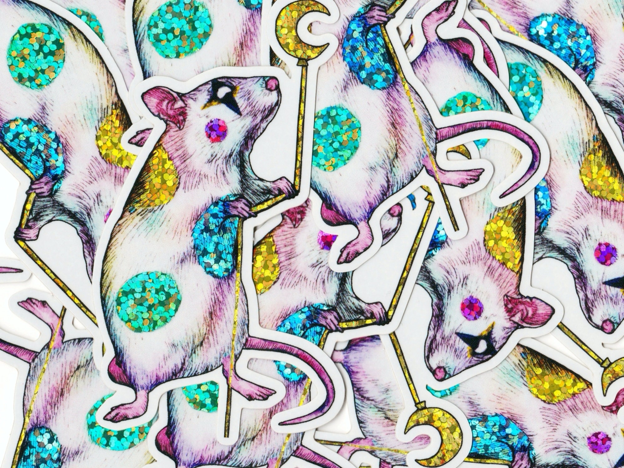 Sparkly Clown Rat Sticker | Etsy