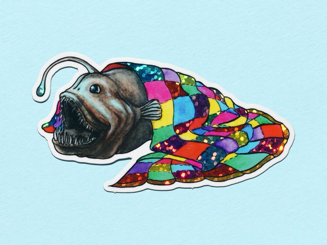 Sparkly Cute Anglerfish Sticker - Etsy