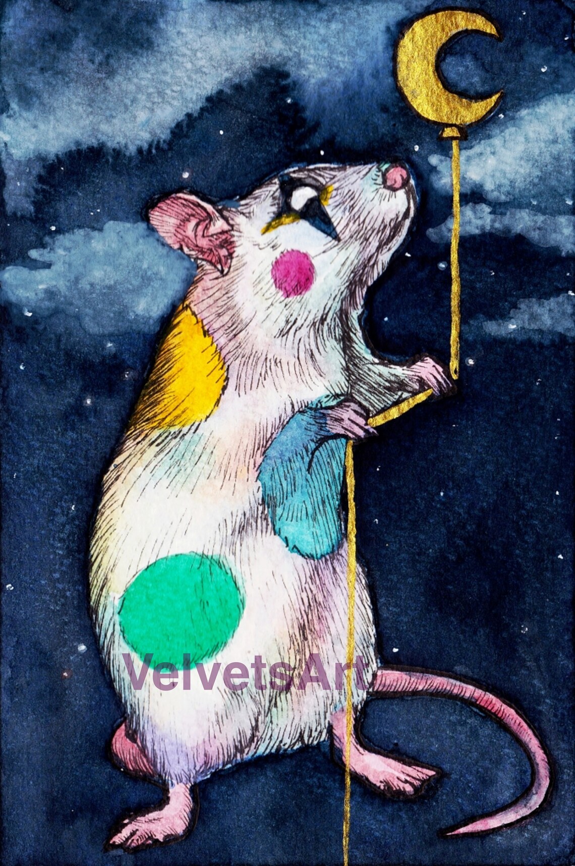 Sparkly Clown Rat Sticker | Etsy