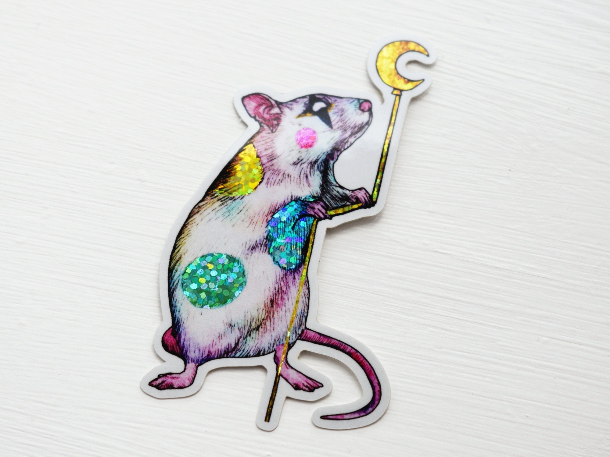 Sparkly Clown Rat Sticker | Etsy