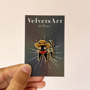 Cowboy Cat Sparkly Enamel Pin - Golden Metal - Etsy UK