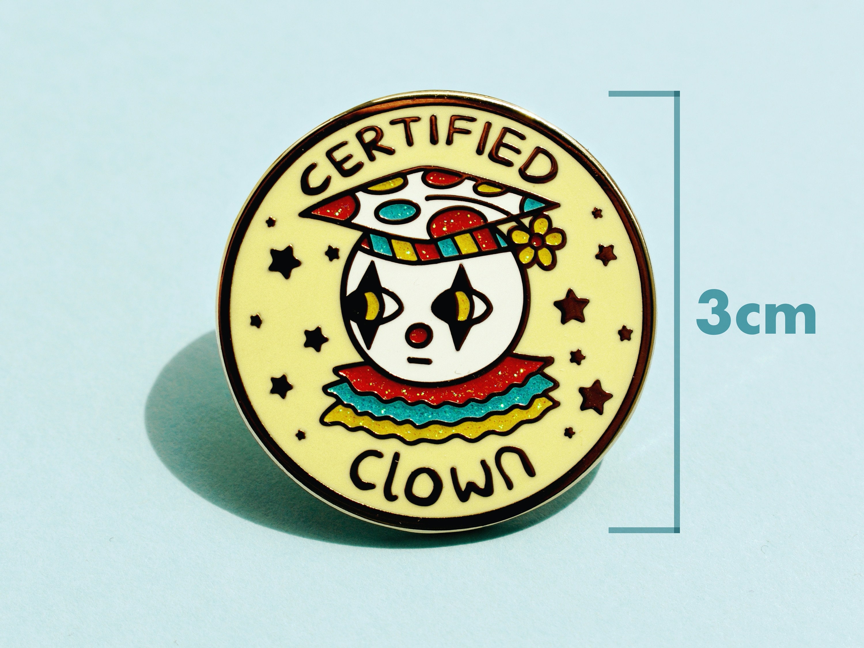 Certified Clown Glittery Enamel Pin Badge Golden Metal - Etsy