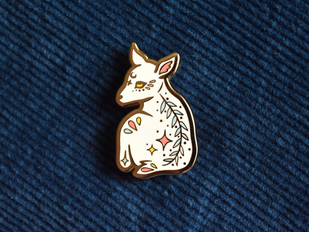 Deer Fawn Enamel Pin - Golden Metal - Etsy