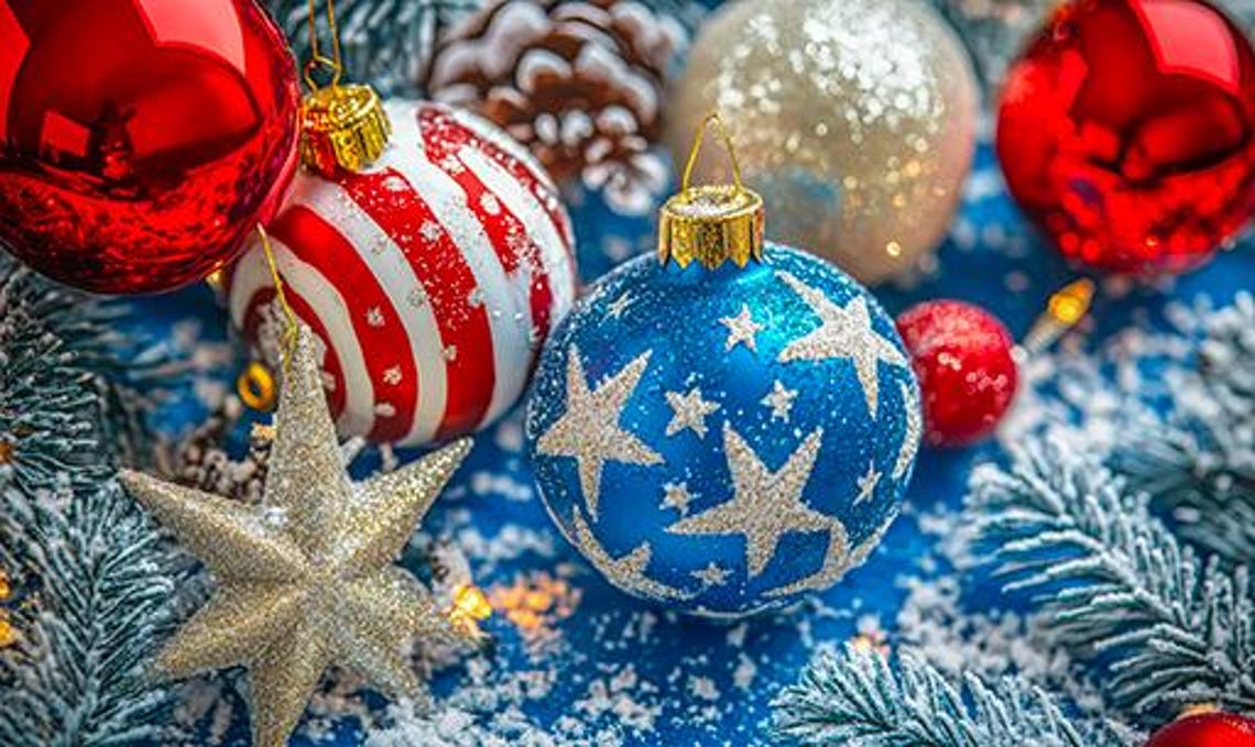 Patriotic Christmas Background Digital Download, Red, White, and Blue ...