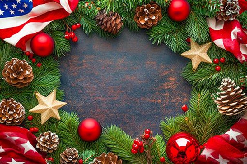 Patriotic Christmas Background Digital Download, Red, White, and Blue ...