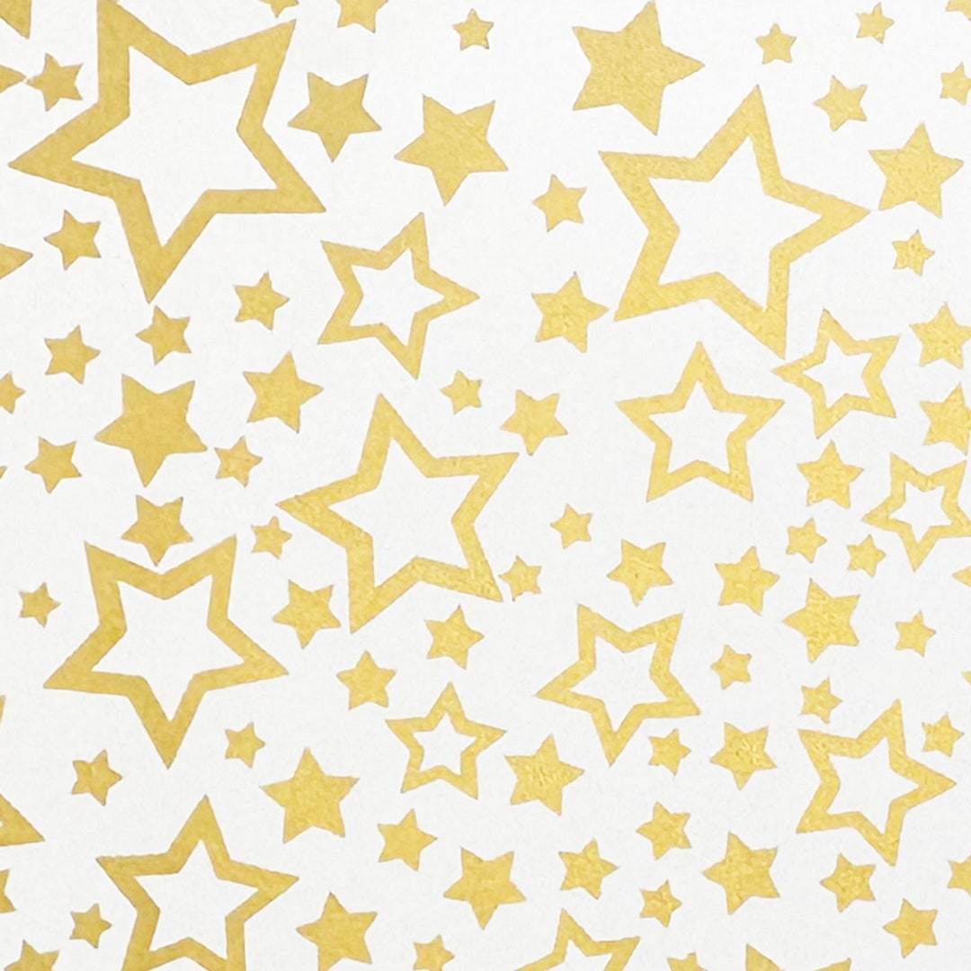 Gift Wrap Stars Pattern 70 Cm X 2 M Roll White / Gold - Etsy