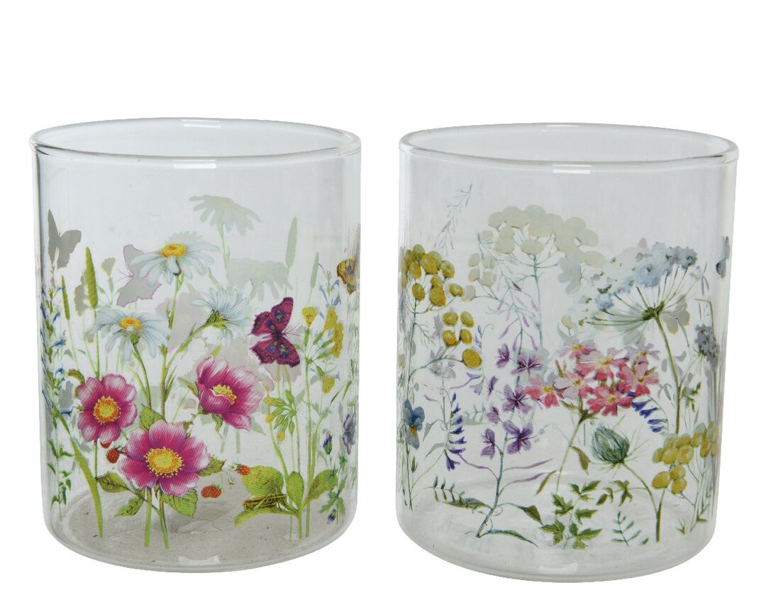 Trinkgläser Glas mit Blumen Motiv 10cm transparent 1 Stück - Etsy ...
