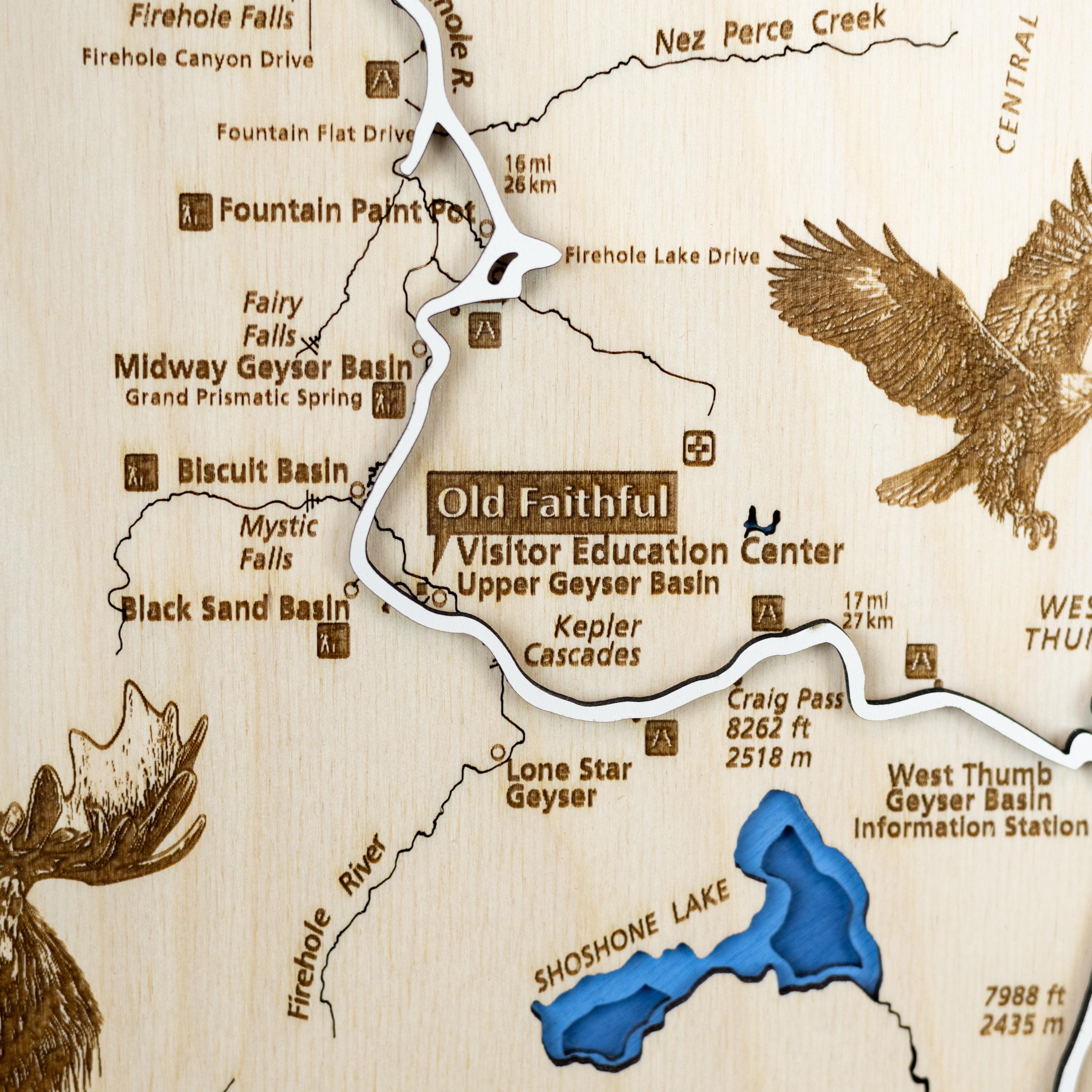 Yellowstone Laser Engraved Topo Map - Etsy