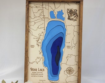 Bear Lake Printable Map, Bear Lake Map, Bear Lake Wall Art, Printable ...