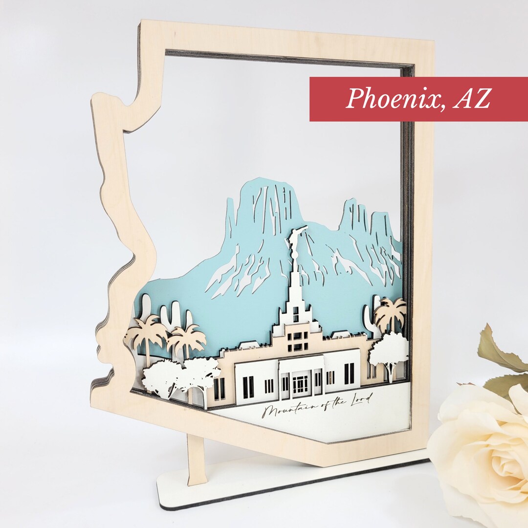 LDS Customized Temple State Sign phoenix, Arizona Temple, Laser Cut and ...