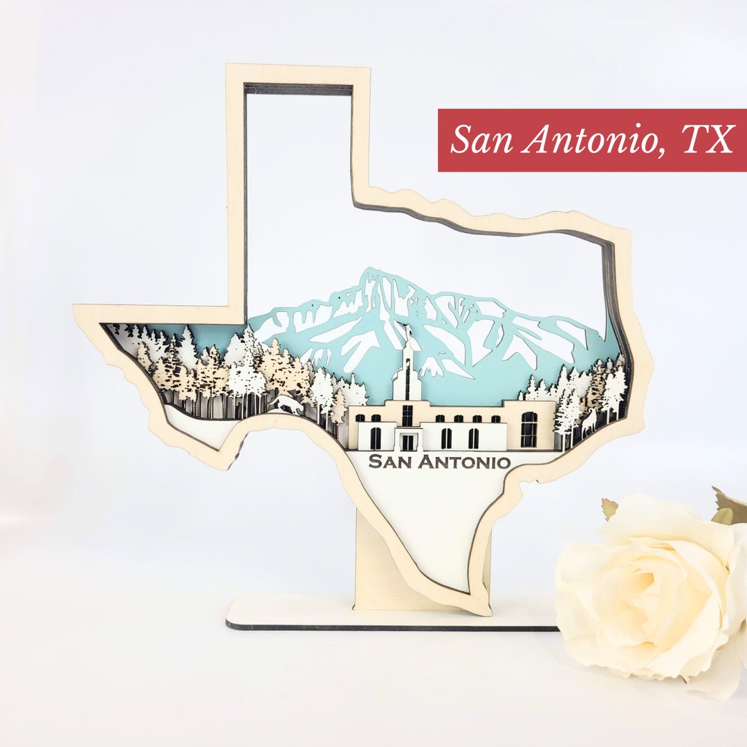 LDS Customized Temple State Sign San Antonio, Texas Temple), Laser Cut ...