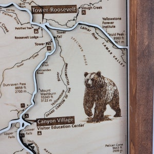 Yellowstone Laser Engraved Topo Map - Etsy