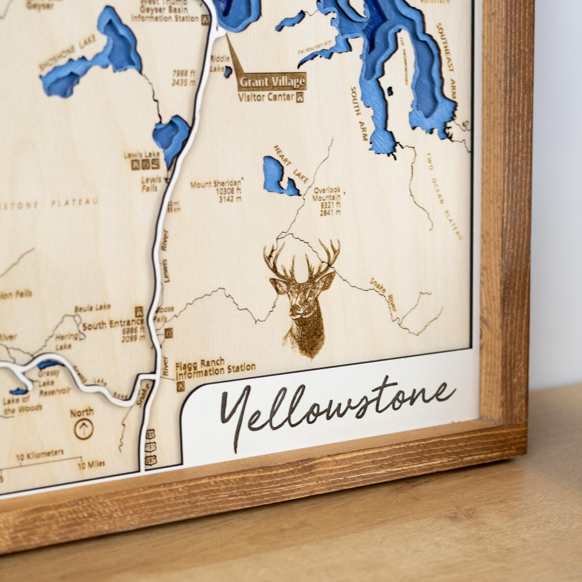 Yellowstone Laser Engraved Topo Map - Etsy