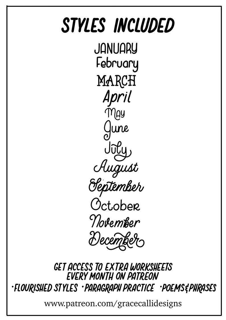 12 Handwriting Styles for 12 Months Workbook (PDF and Procreate) - Etsy