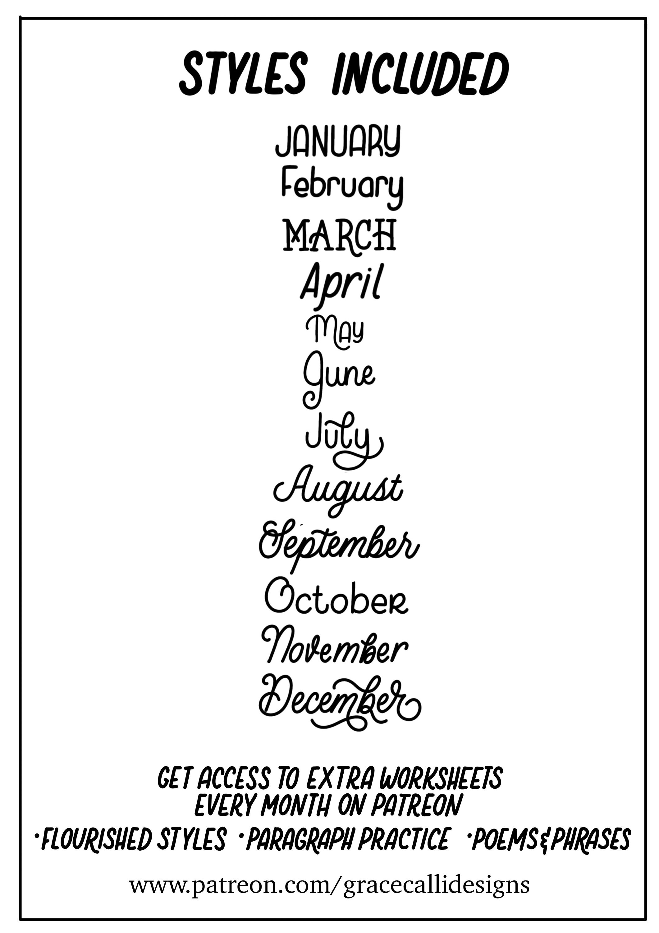 12 Handwriting Styles for 12 Months Workbook (PDF and Procreate) - Etsy