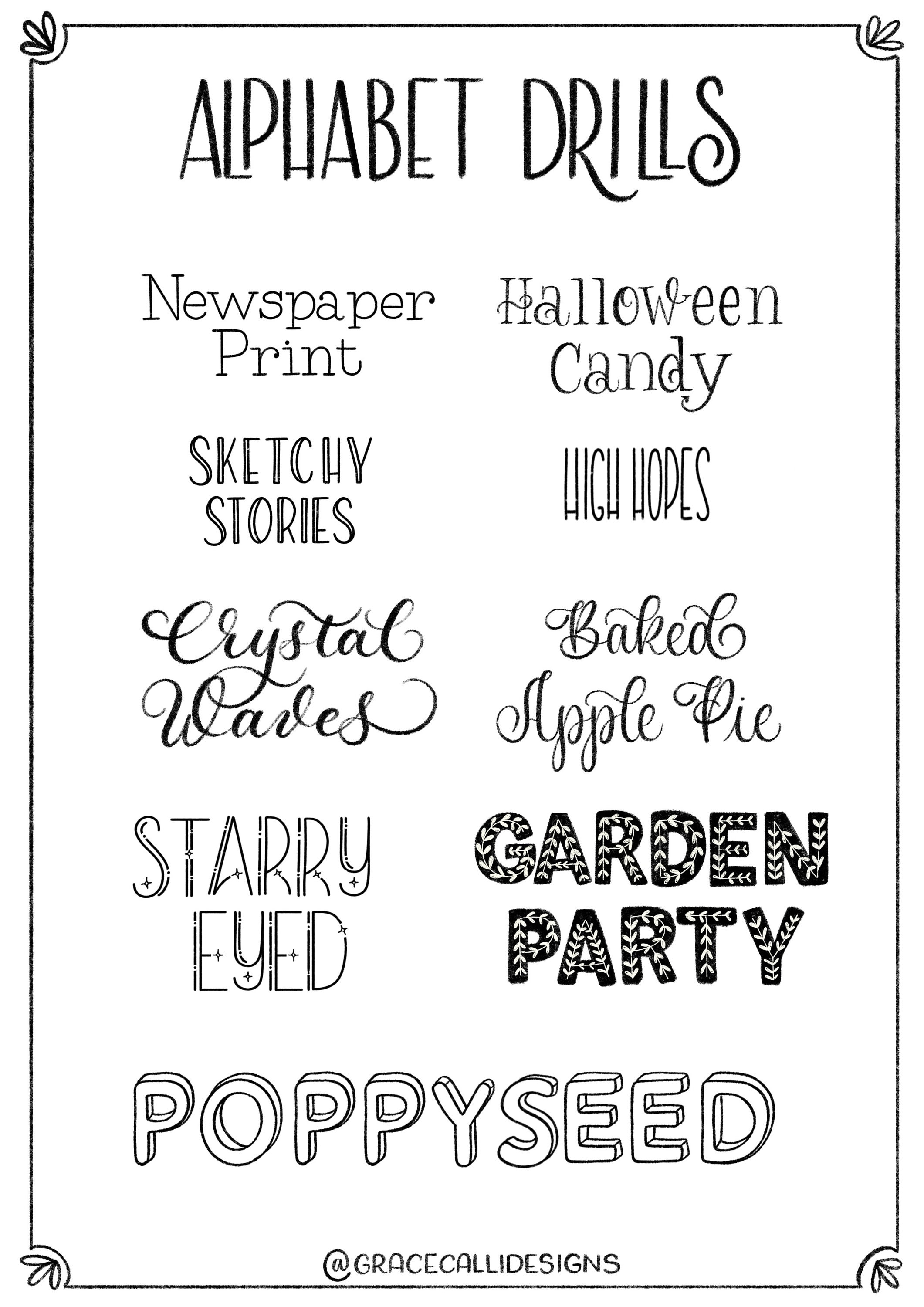 Creative Lettering Workbook (combining Doodles, Letters and Mixing ...