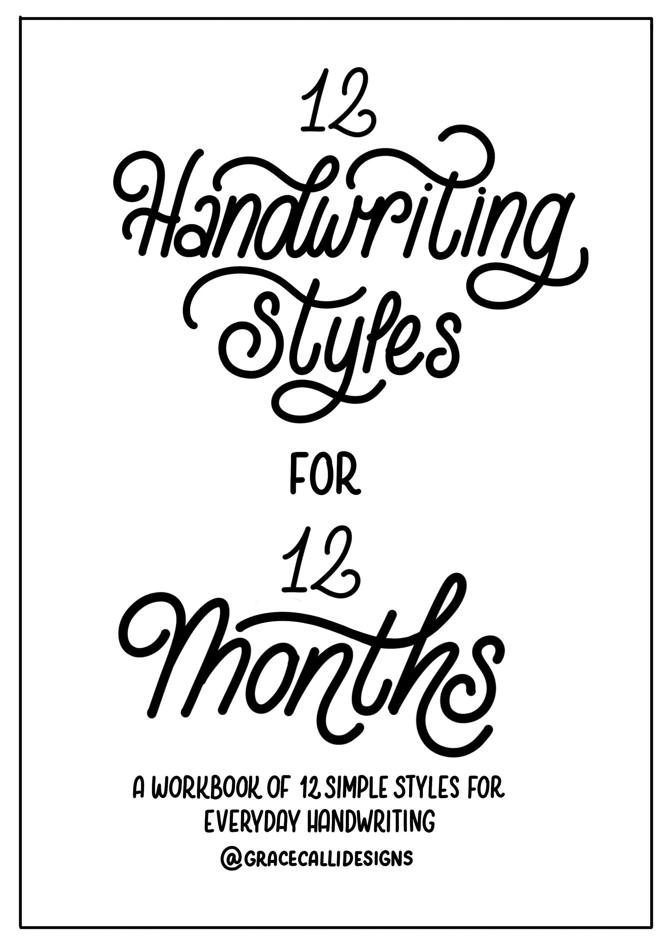 12 Handwriting Styles for 12 Months Workbook (PDF and Procreate) - Etsy