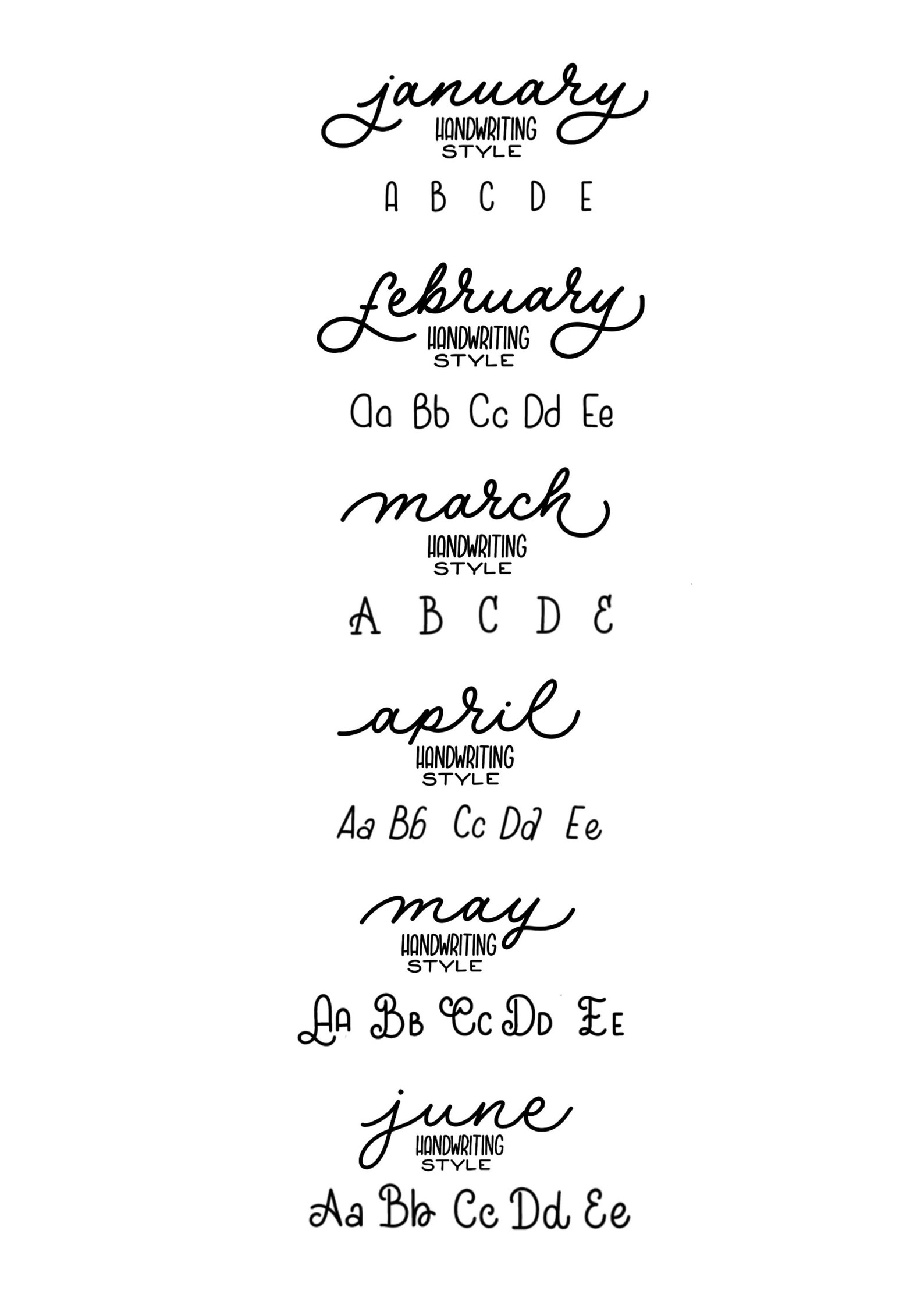 12 Handwriting Styles for 12 Months Workbook (PDF and Procreate) - Etsy