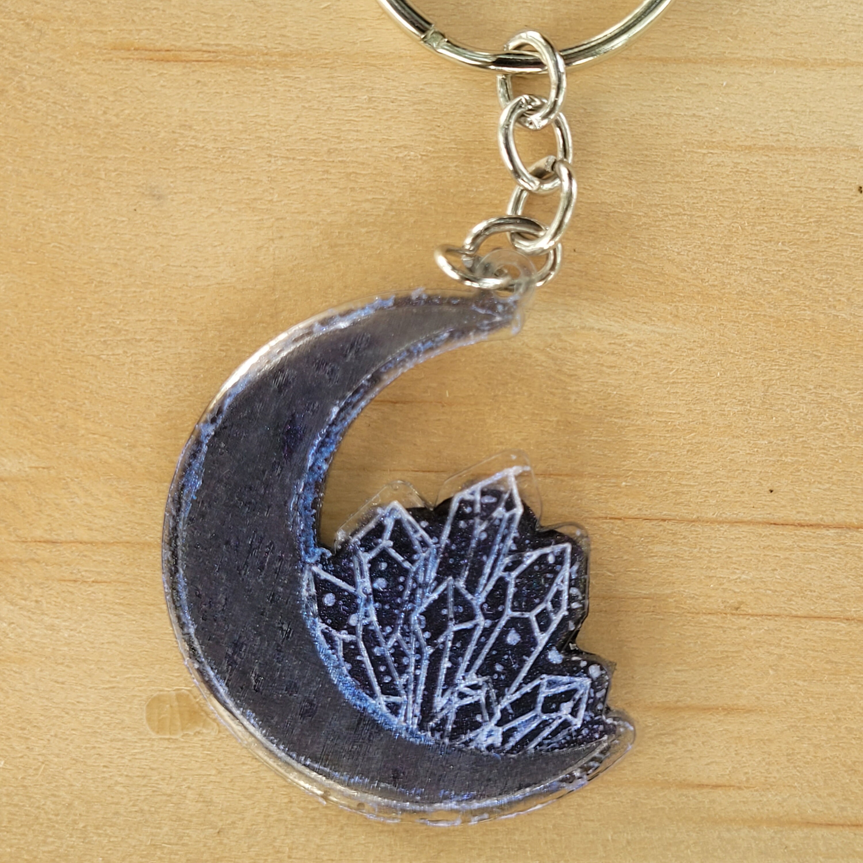 Crystal moon resin keychain crystal moon keychain resin | Etsy