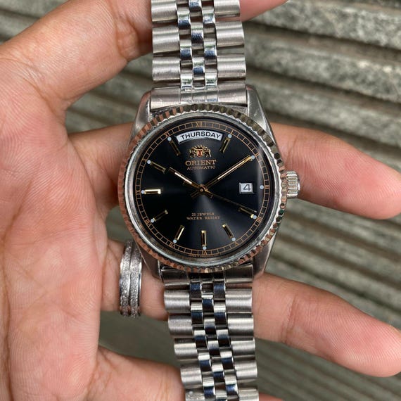 RARE ORIENT President Day Date Black Dial Automatic F… - Gem