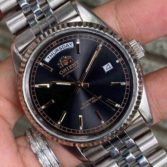 RARE ORIENT President Day Date Black Dial Automatic F… - Gem