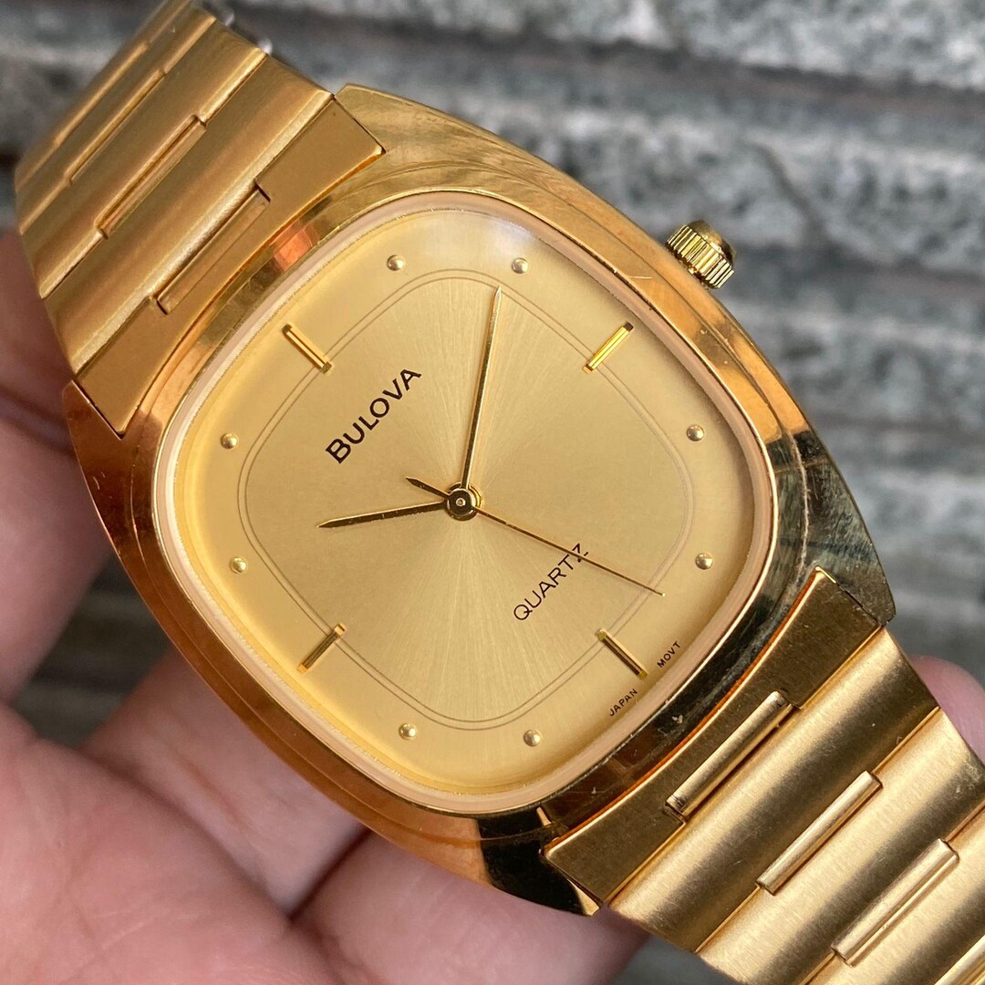 Rare Bulova Square Tank 96C143 Quartz Swiss Gold Men Watch Vintage ...