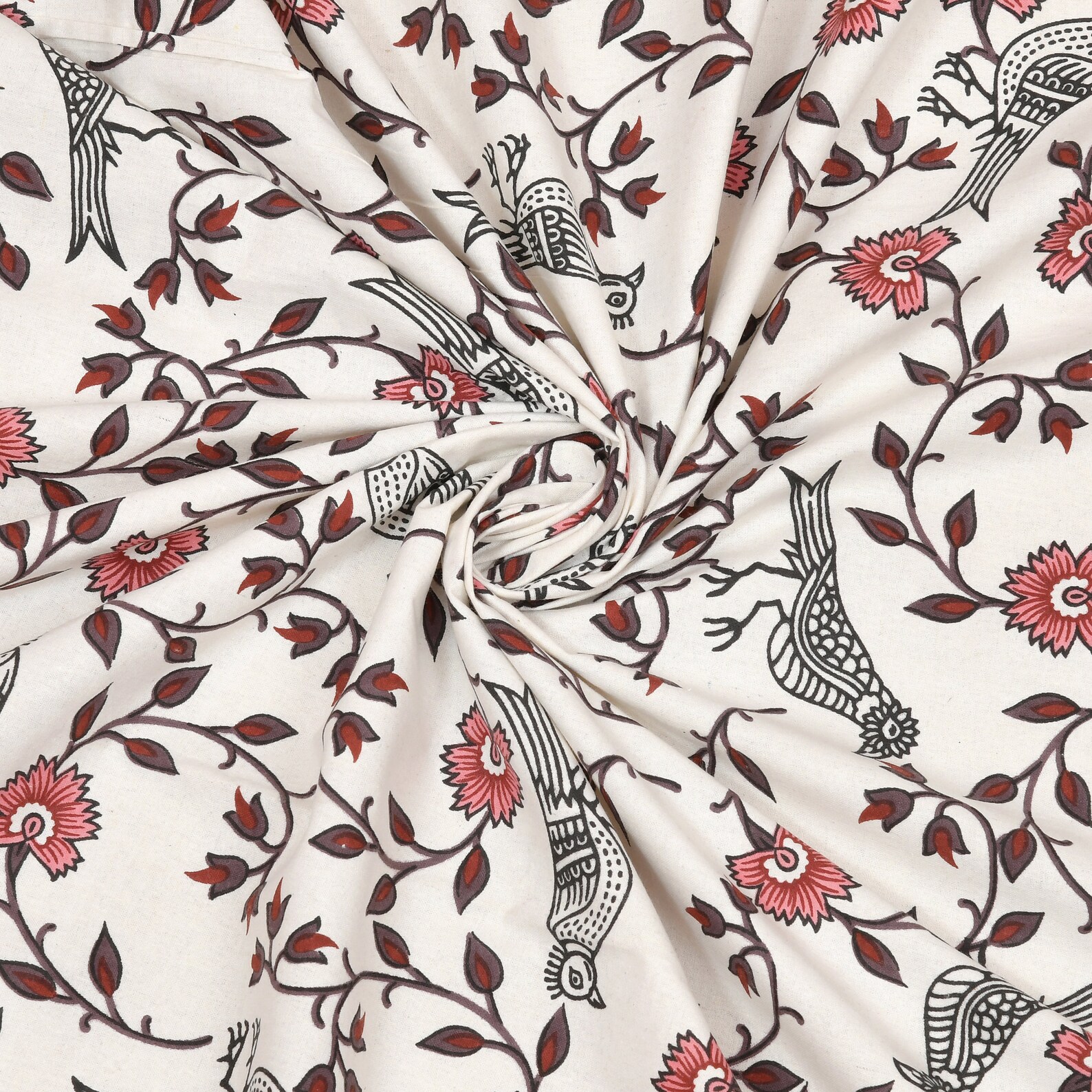 Indian Block Printed Cotton Floral Printed Queen Size Bedsheet With 2 ...