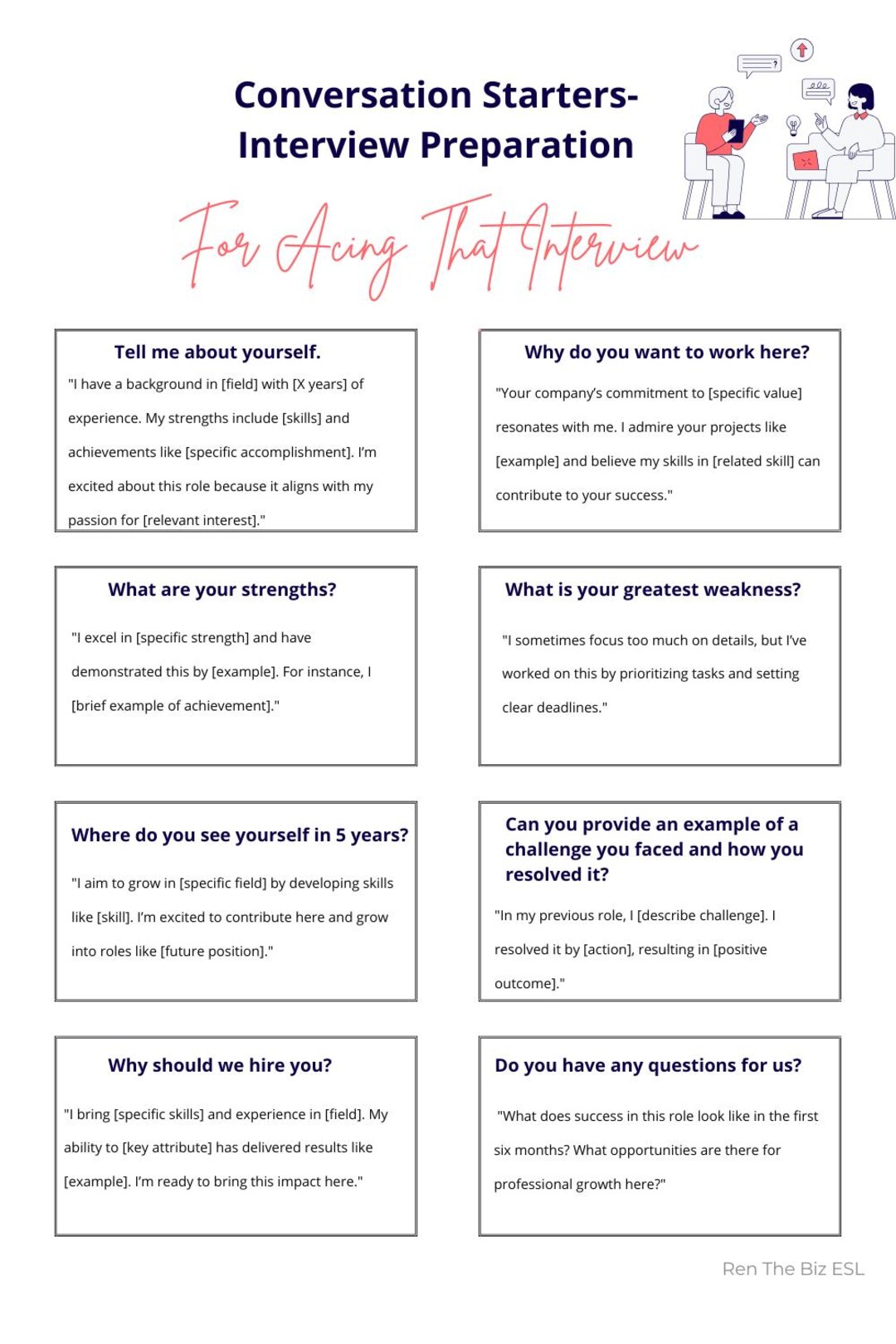 Top 8 Interview Questions With Winning Responses – ESL Speaking Starter ...