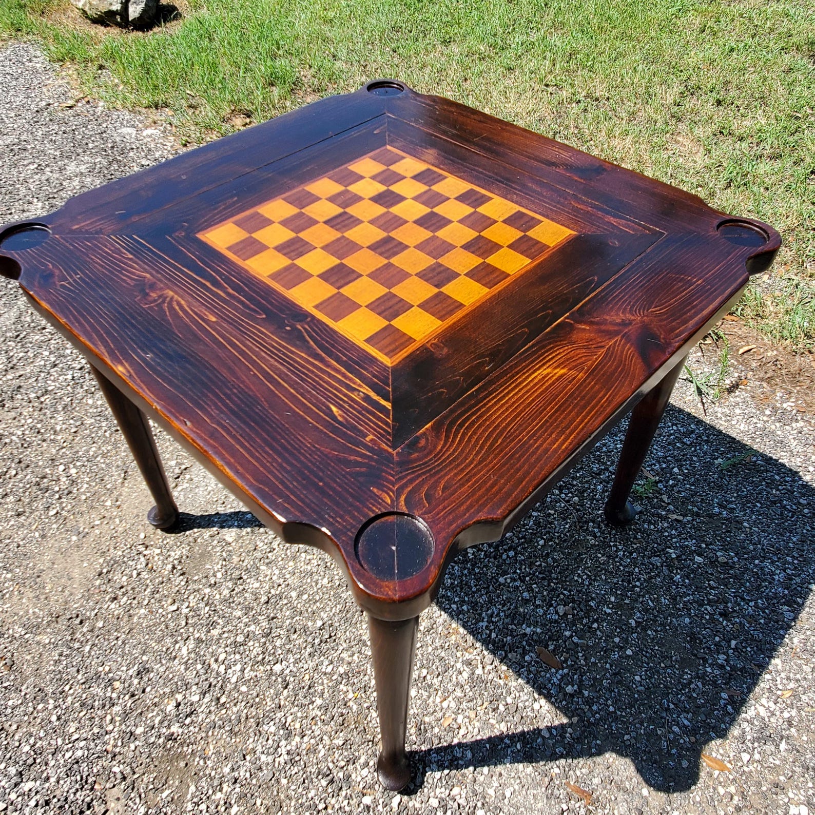 Ethan Allen Game Table 12-9012 Chess Checkers Antiqued Pine Old Tavern ...