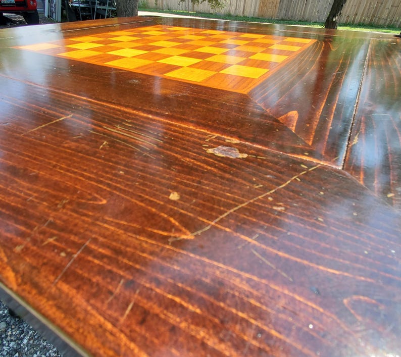 Ethan Allen Game Table 12-9012 Chess Checkers Antiqued Pine Old Tavern ...