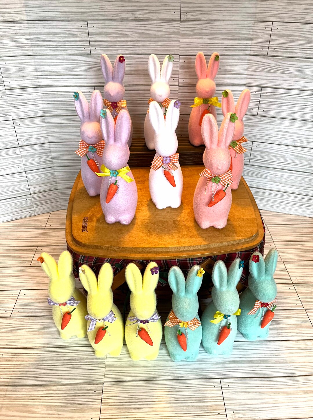 Flocked Easter Bunny, Flocked Bunny, Easter Centerpiece, Flocked Rabbit ...