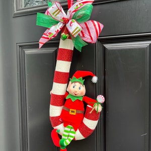 Elf Candy Cane, Christmas Decor, Wreath Attachment, Candy Cane - Etsy