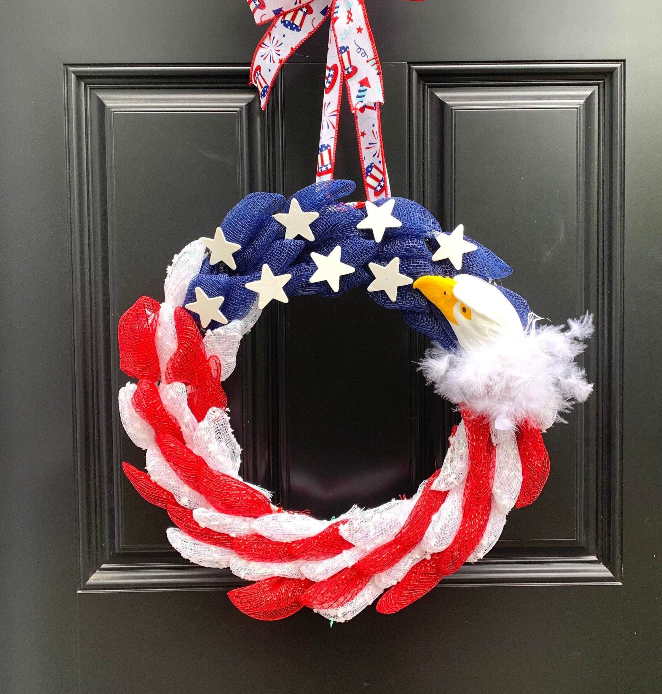 Eagle wreath Patriotic decor Red White Blue Memorial Day | Etsy