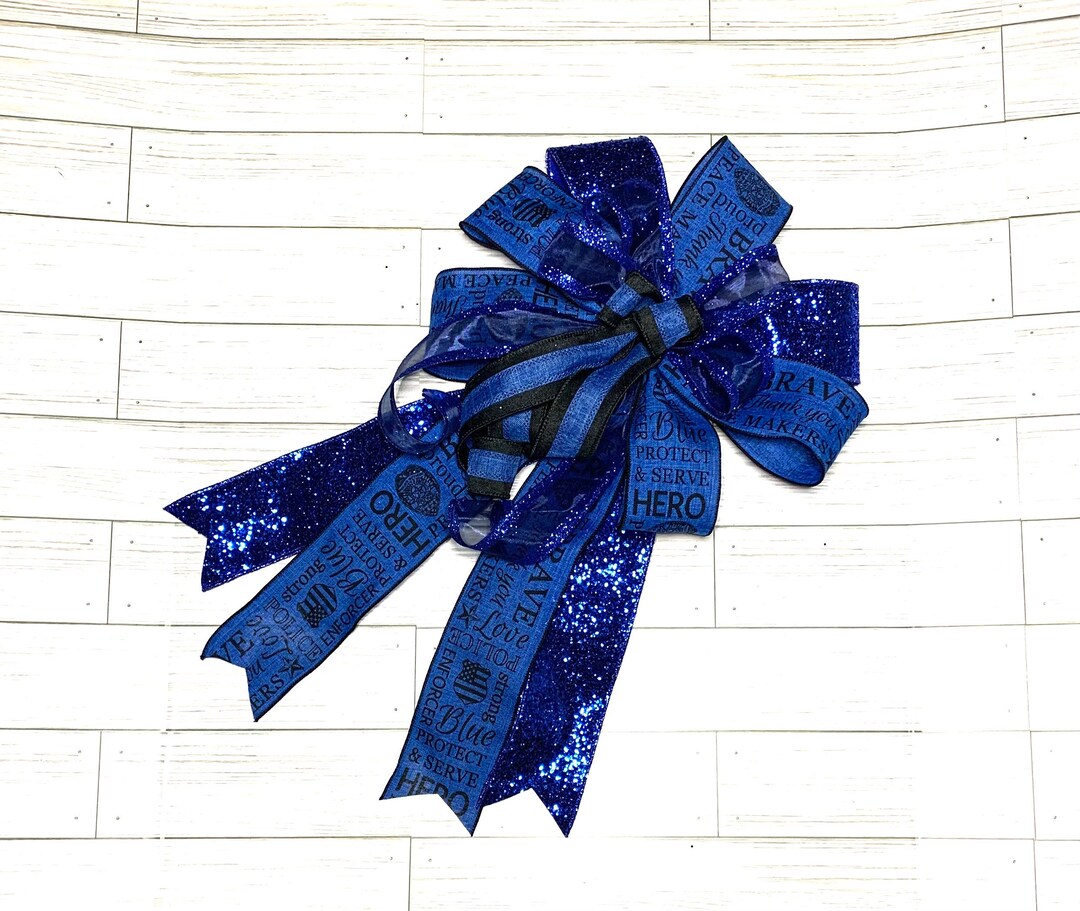 Thin Blue Line Bow, Law Enforcement, Police Bow - Etsy