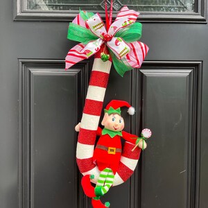 Elf Candy Cane, Christmas Decor, Wreath Attachment, Candy Cane - Etsy