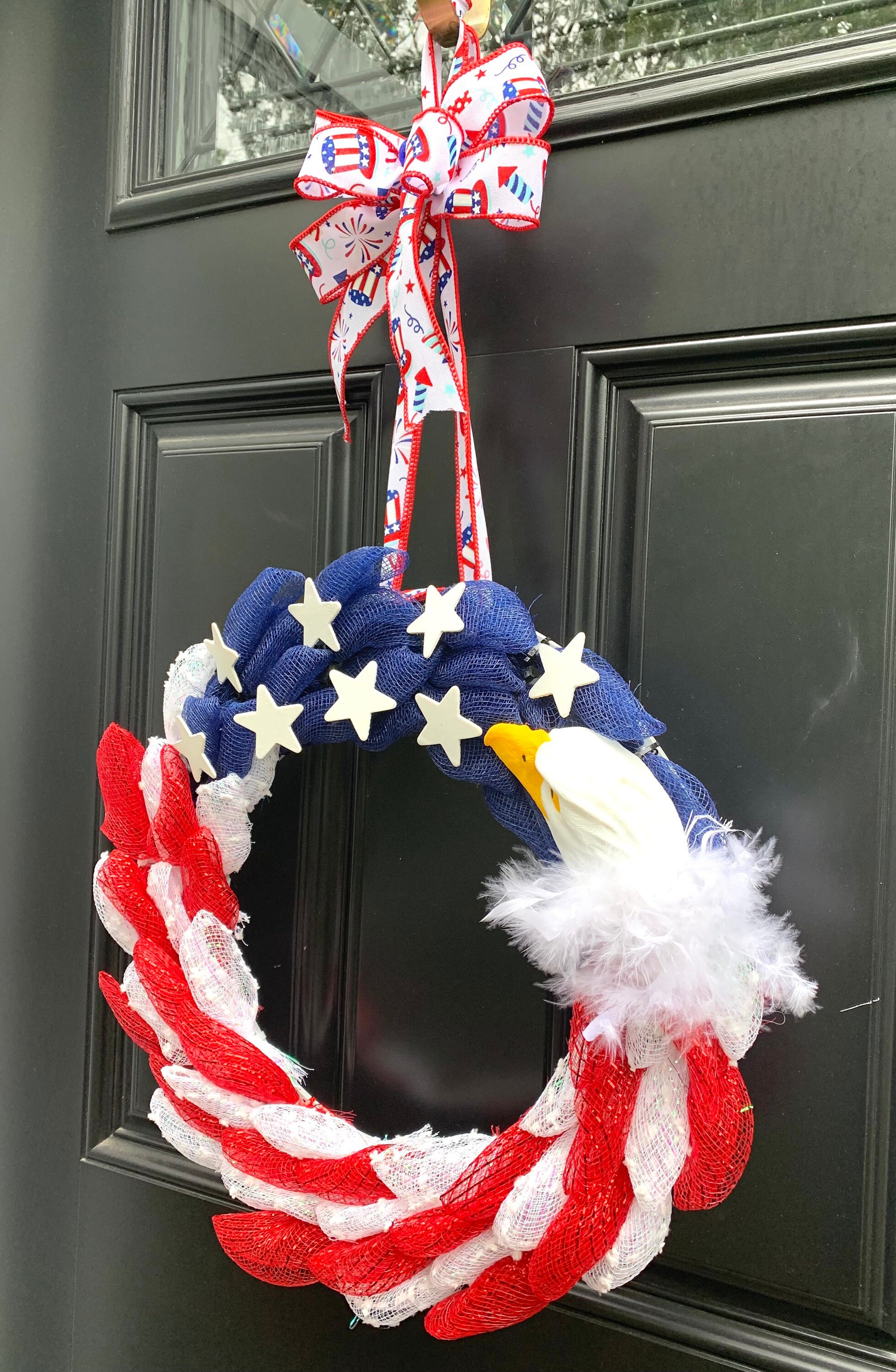Eagle wreath Patriotic decor Red White Blue Memorial Day | Etsy