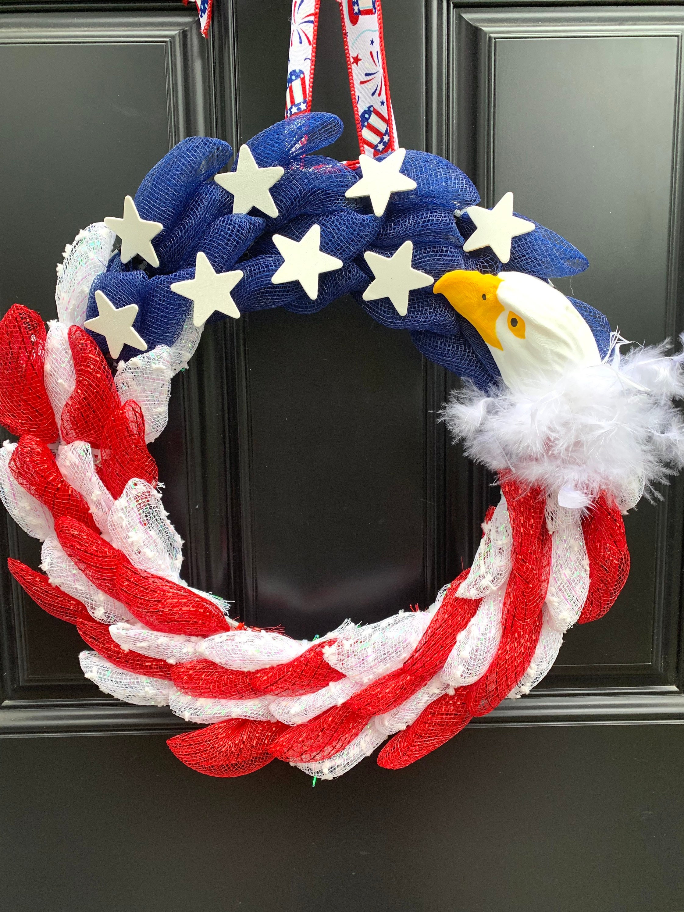 Eagle wreath Patriotic decor Red White Blue Memorial Day | Etsy