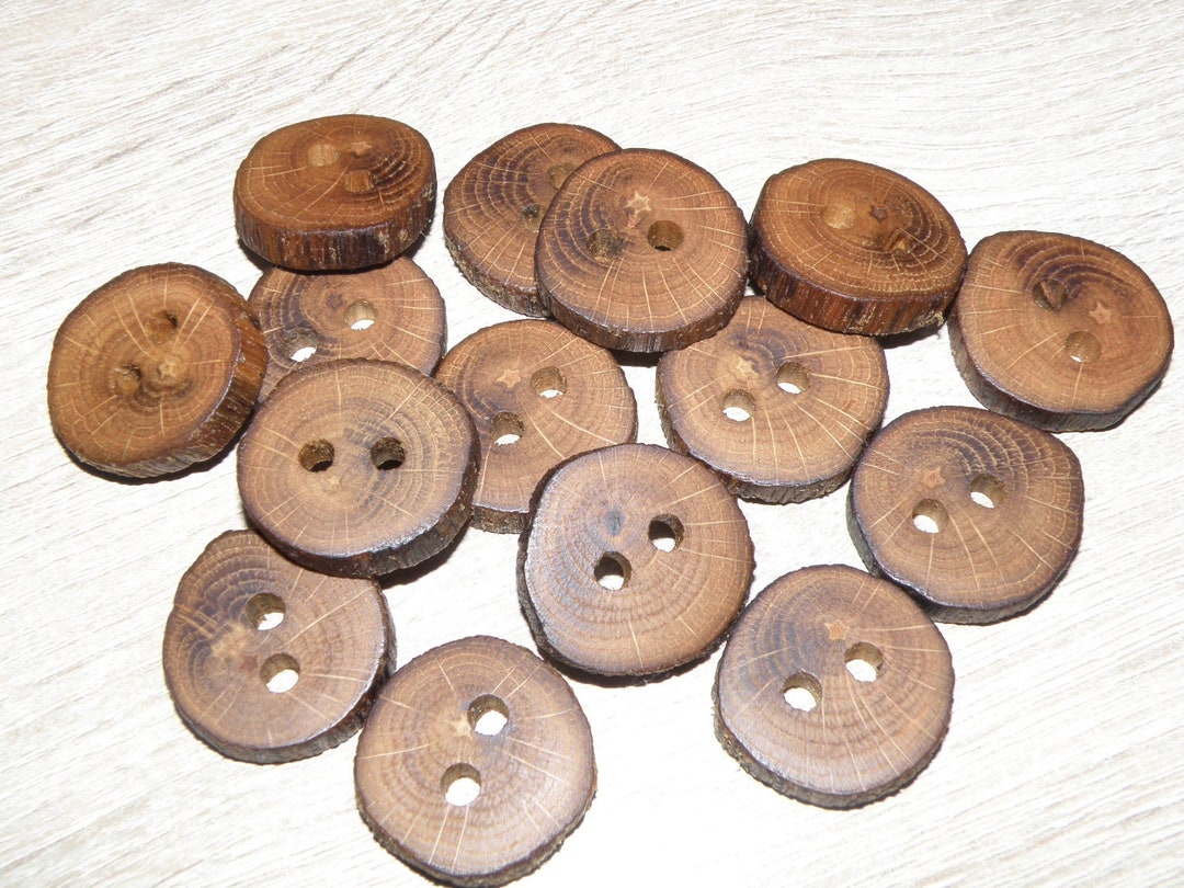 15 Handmade Oak Wood Tree Branch Buttons , Accessories (1,02" Diameter ...
